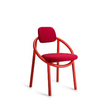 China Fabric Upholstered Modern Restaurant Chair Bentwood Powder Coated Metal Base for sale
