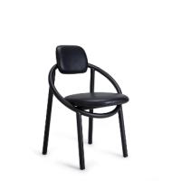 China Fabric Upholstered Modern Restaurant Chair Bentwood Powder Coated Metal Base for sale