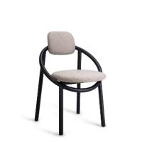 China Fabric Upholstered Modern Restaurant Chair Bentwood Powder Coated Metal Base for sale