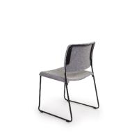 China Minimalist Restaurant Chair And Table Sustainable Dining Chair Grey Felt Sled Metal Base for sale