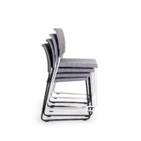 China Minimalist Restaurant Chair And Table Sustainable Dining Chair Grey Felt Sled Metal Base for sale
