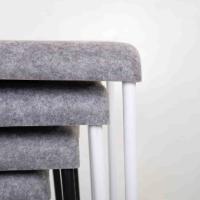 China Minimalist Restaurant Chair And Table Sustainable Dining Chair Grey Felt Sled Metal Base for sale