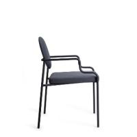 China Sleek Commercial Armchair Circular Backrest Padded Square Seat Black Metal Frame for sale