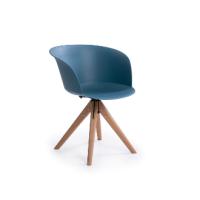 China Swivel Restaurant Dining Chairs PP Shell Tapered Solid Beech Wood Legs For Bistro for sale