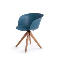 China Swivel Restaurant Dining Chairs PP Shell Tapered Solid Beech Wood Legs For Bistro for sale
