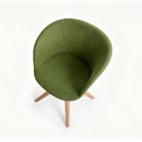 China Swivel Restaurant Armchair Fabric-upholstered PP Shell Tapered Beech Wood Legs for sale