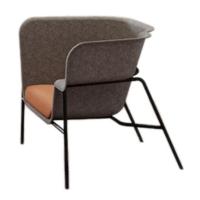 China Molded PET Upholstered Lounge Chair With Fabric Cushion Metal Legs For Cafe for sale