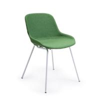 China Modern Restaurant Chair Fabric Upholstered PP Shell Powder Coated Metal Base for sale