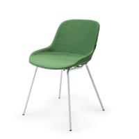 China Modern Restaurant Chair Fabric Upholstered PP Shell Powder Coated Metal Base for sale