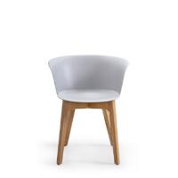 China Ergonomic Restaurant Chair And Table Restaurant Arm Chairs Molded PP Solid Ash Wood Legs for sale