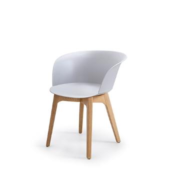 China Ergonomic Restaurant Chair And Table Restaurant Arm Chairs Molded PP Solid Ash Wood Legs for sale