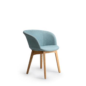 China Fabric Upholstered Restaurant Arm Chair PP Shell Solid Ash Wood Legs For Hotel for sale