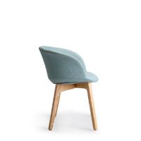 China Fabric Upholstered Restaurant Arm Chair PP Shell Solid Ash Wood Legs For Hotel for sale