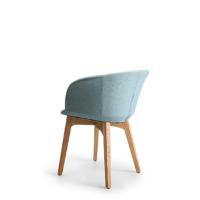 China Fabric Upholstered Restaurant Arm Chair PP Shell Solid Ash Wood Legs For Hotel for sale