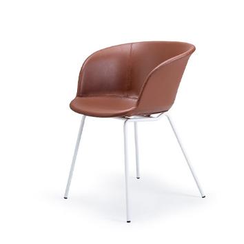 China Microfiber PU Leather Restaurant Chair Upholstered Armchair Metal Legs For Hotel for sale