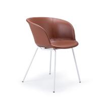 China Microfiber PU Leather Restaurant Chair Upholstered Armchair Metal Legs For Hotel for sale