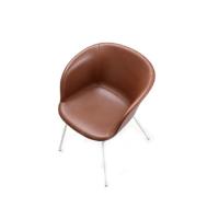 China Microfiber PU Leather Restaurant Chair Upholstered Armchair Metal Legs For Hotel for sale