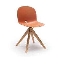 China Swivel Cafe Bistro Chair Nordic PP Seat Ergonomic With Solid Beech Wood Legs for sale