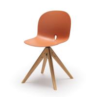China Swivel Cafe Bistro Chair Nordic PP Seat Ergonomic With Solid Beech Wood Legs for sale
