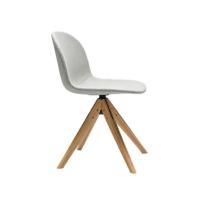 China Swivel Fabric Upholstered Restaurant Dining Chairs Solid Beech Wood Legs For Hotel for sale