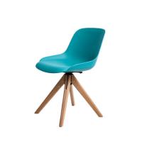 China Swivel Modern Restaurant Chairs PP Shell Tapered Beech Wood Legs For Cafe Hotel for sale