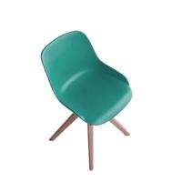 China Swivel Modern Restaurant Chairs PP Shell Tapered Beech Wood Legs For Cafe Hotel for sale