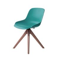 China Swivel Modern Restaurant Chairs PP Shell Tapered Beech Wood Legs For Cafe Hotel for sale