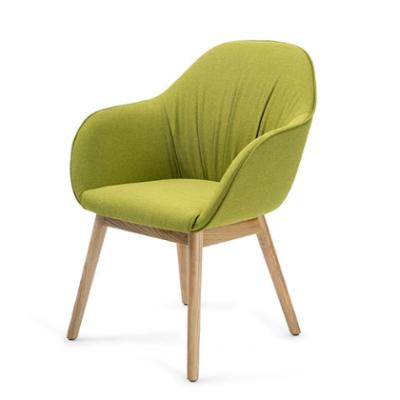China Ruched Backrest Restaurant Bistro Chairs Solid Ash Wood Legs Molded Foam High Resilience for sale