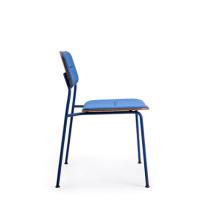 China Padded Bentwood Restaurant Chair With Black Metal Legs Fabric Dining Seat for sale