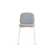 China Stackable Dining Chair Bentwood Ash Veneer Fabric Seating With Metal Legs for sale