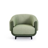 China Green Commercial Fabric Single Seater Sofa Powder Coated Metal Legs For Office for sale