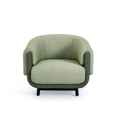 China Green Commercial Fabric Single Seater Sofa Powder Coated Metal Legs For Office for sale
