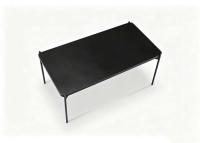 China Matte Black Rectangular Coffee Table Wood Top Metal Legs For Lounge And Office for sale