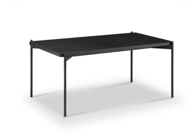 China Matte Black Rectangular Coffee Table Wood Top Metal Legs For Lounge And Office for sale