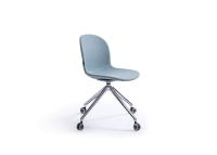 China Compact Upholstered Task Chair With Swivel Rolling Polished Aluminum Four Star Base for sale
