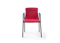 China Padded Stackable Meeting Armchair Safe With Architectural Black Metal Frame for sale