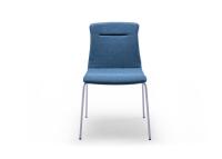 China Blue Cushioned Office Chair With Powder Coated Steel Leg Frame 510*515*790mm for sale