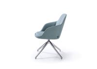 China Upholstered Reception Office Meeting Chairs With Swivel Polished Aluminum Four Star Base for sale