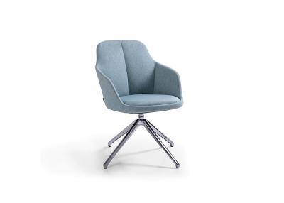 China Upholstered Reception Office Meeting Chairs With Swivel Polished Aluminum Four Star Base for sale