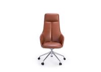 China Adjustable Rolling Aluminum Base Leather Executive Task Chair For Office for sale