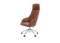 China Adjustable Rolling Aluminum Base Leather Executive Task Chair For Office for sale