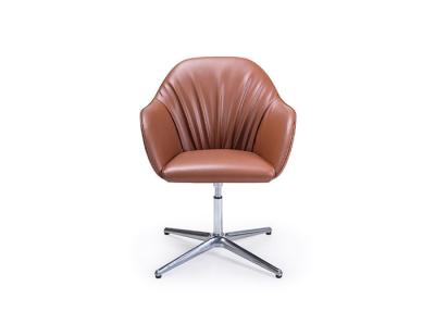 China Ruched Leather Conference Chair Aluminum Swivel Meeting Room Chair for sale
