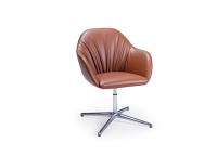 China Ruched Leather Conference Chair Aluminum Swivel Meeting Room Chair for sale