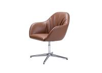 China Ruched Leather Conference Chair Aluminum Swivel Meeting Room Chair for sale
