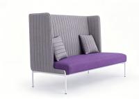 China Acoustic Privacy Commercial Sofa High Back Fabric Sofa Booth Vertical Stripes For Office Cafe for sale
