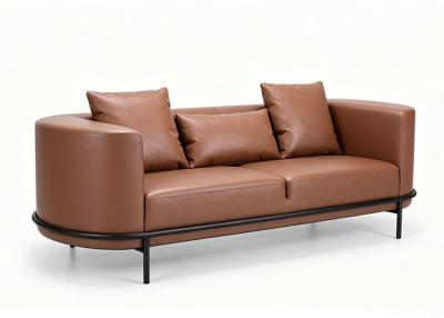 China Barrel Shaped Leather Barrel 3 Seater Sofa With Metal Legs For Office Hotel Living Room for sale
