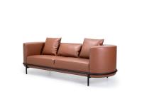 China Barrel Shaped Leather Barrel 3 Seater Sofa With Metal Legs For Office Hotel Living Room for sale