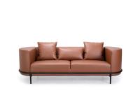 China Barrel Shaped Leather Barrel 3 Seater Sofa With Metal Legs For Office Hotel Living Room for sale