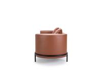 China Barrel Shaped Leather Barrel 3 Seater Sofa With Metal Legs For Office Hotel Living Room for sale