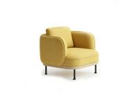 China Yellow Modern Commercial Sofa Stable Rounded Single Sofa Armchair With Wood Base for sale